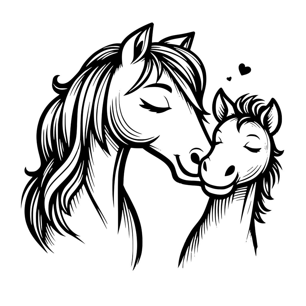 Mare and Foal Love Design - SVG, PNG, DXF Files