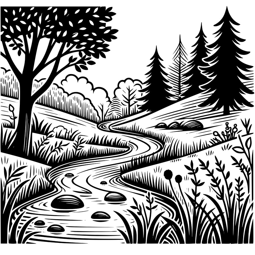 Enchanted Stream SVG: Countryside Landscape Design for Cricut & Laser