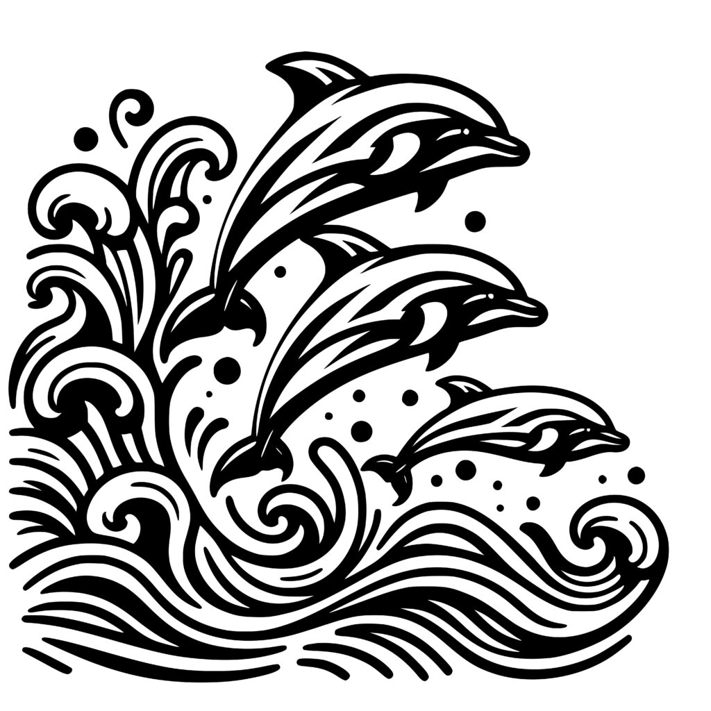 Leaping Dolphins - SVG PNG DXF for Cricut & Silhouette