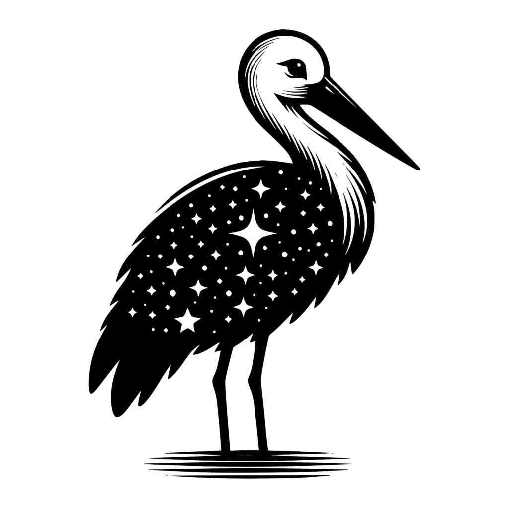Starry Stork SVG Design for Cricut, Silhouette, Laser Machines