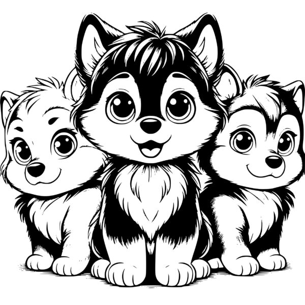 Playful Wolf Trio – Creative Meadow