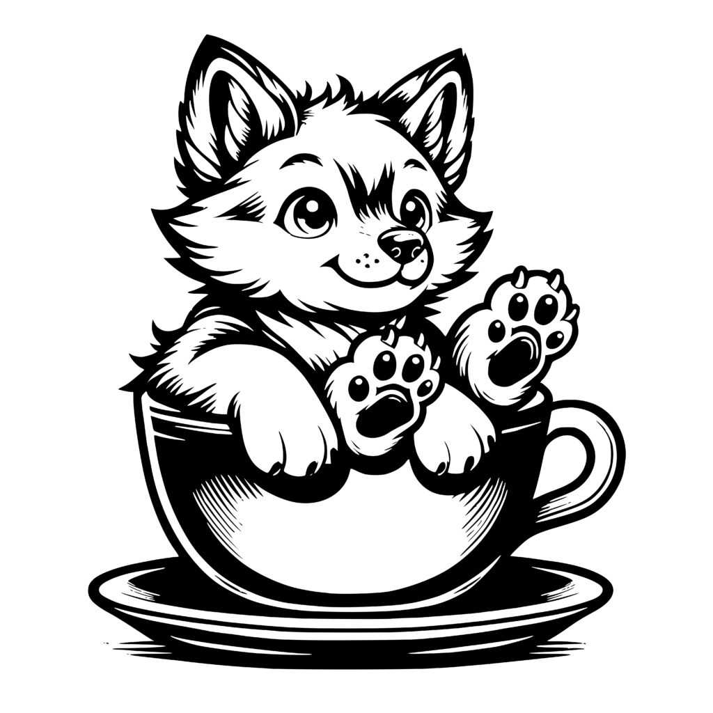 Teacup Wolf Design - SVG, PNG, DXF Files for Cricut & Silhouette