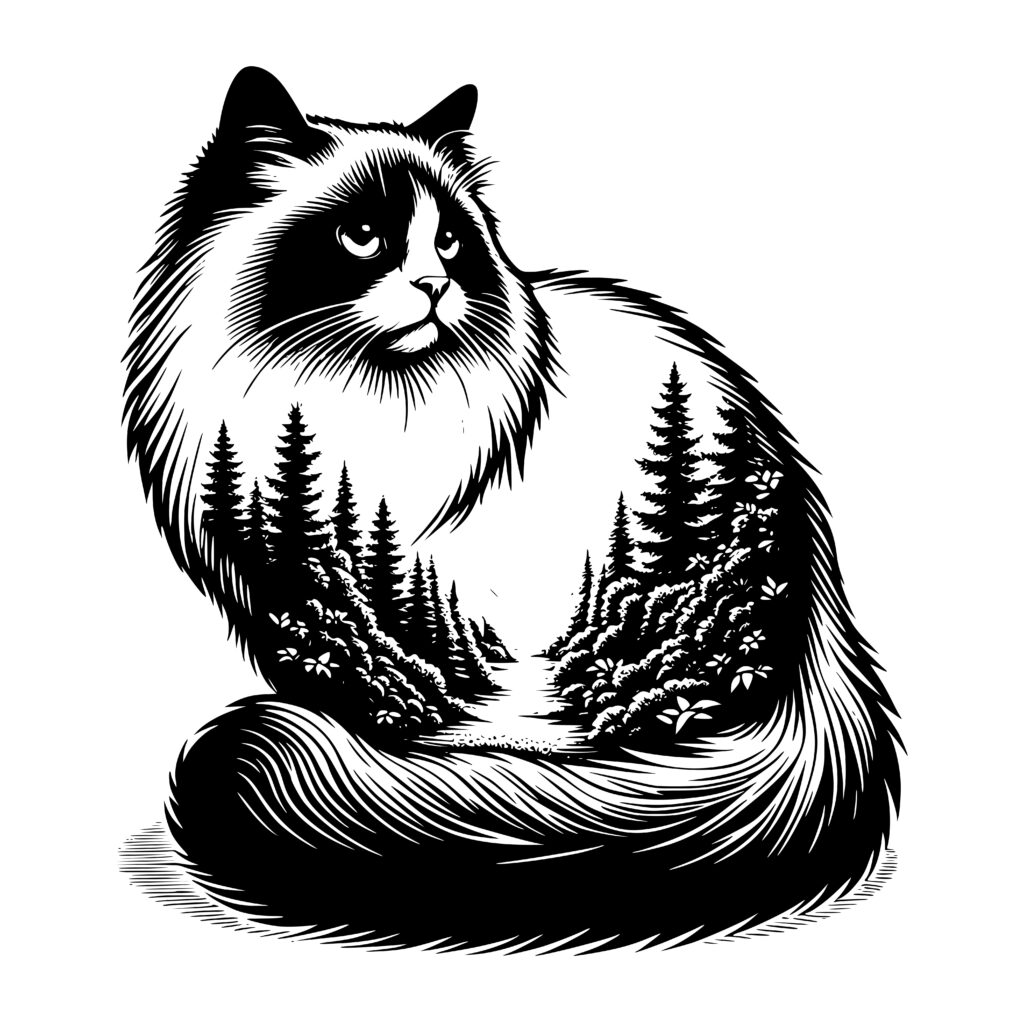 Forest Kitty Design - SVG, PNG, DXF for Cricut, Glowforge