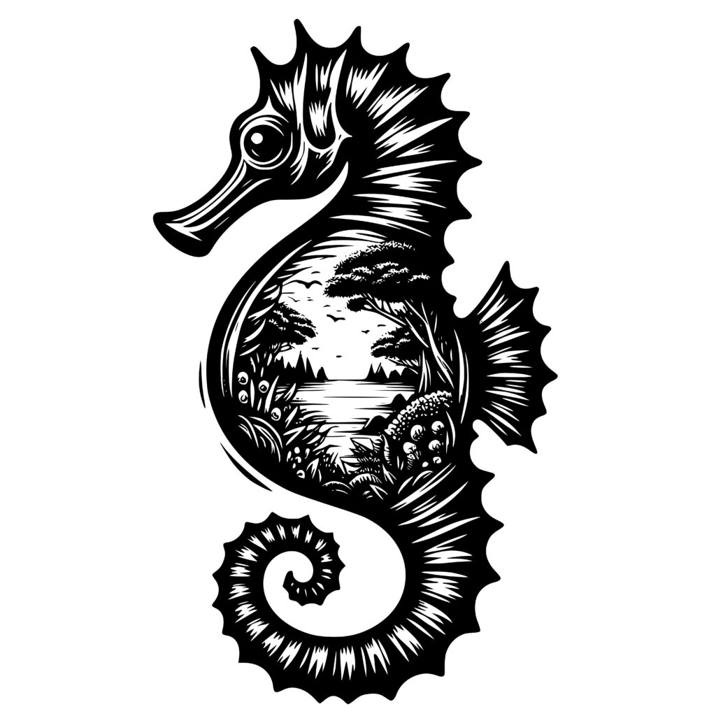 Nature’s Seahorse Design: SVG, PNG, DXF for Cricut & Silhouette