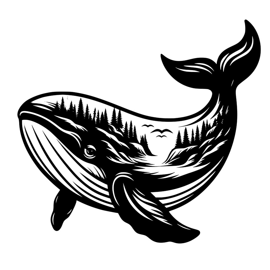 Whale Forest Majesty SVG/PNG/DXF for Cricut, Silhouette & Laser