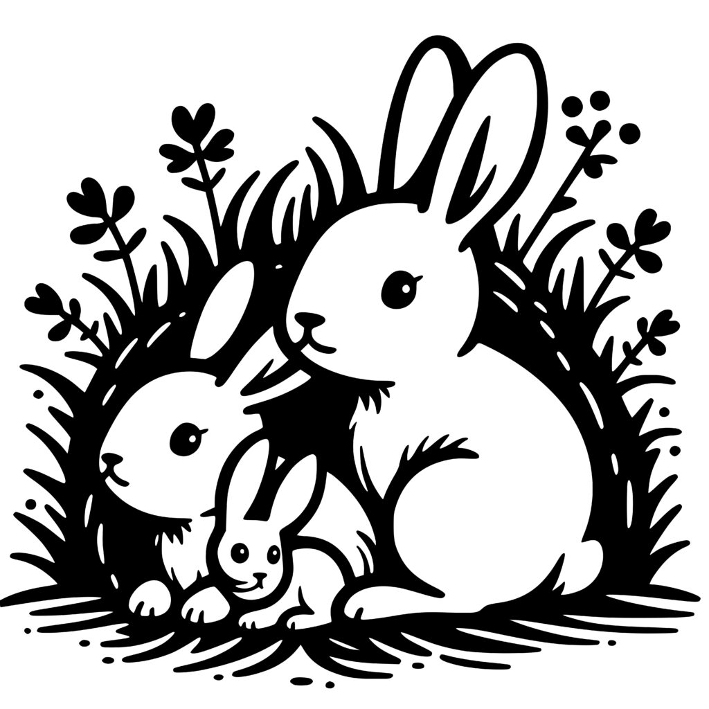 Rabbit Family Portrait Design: SVG, PNG, DXF for Cricut & More