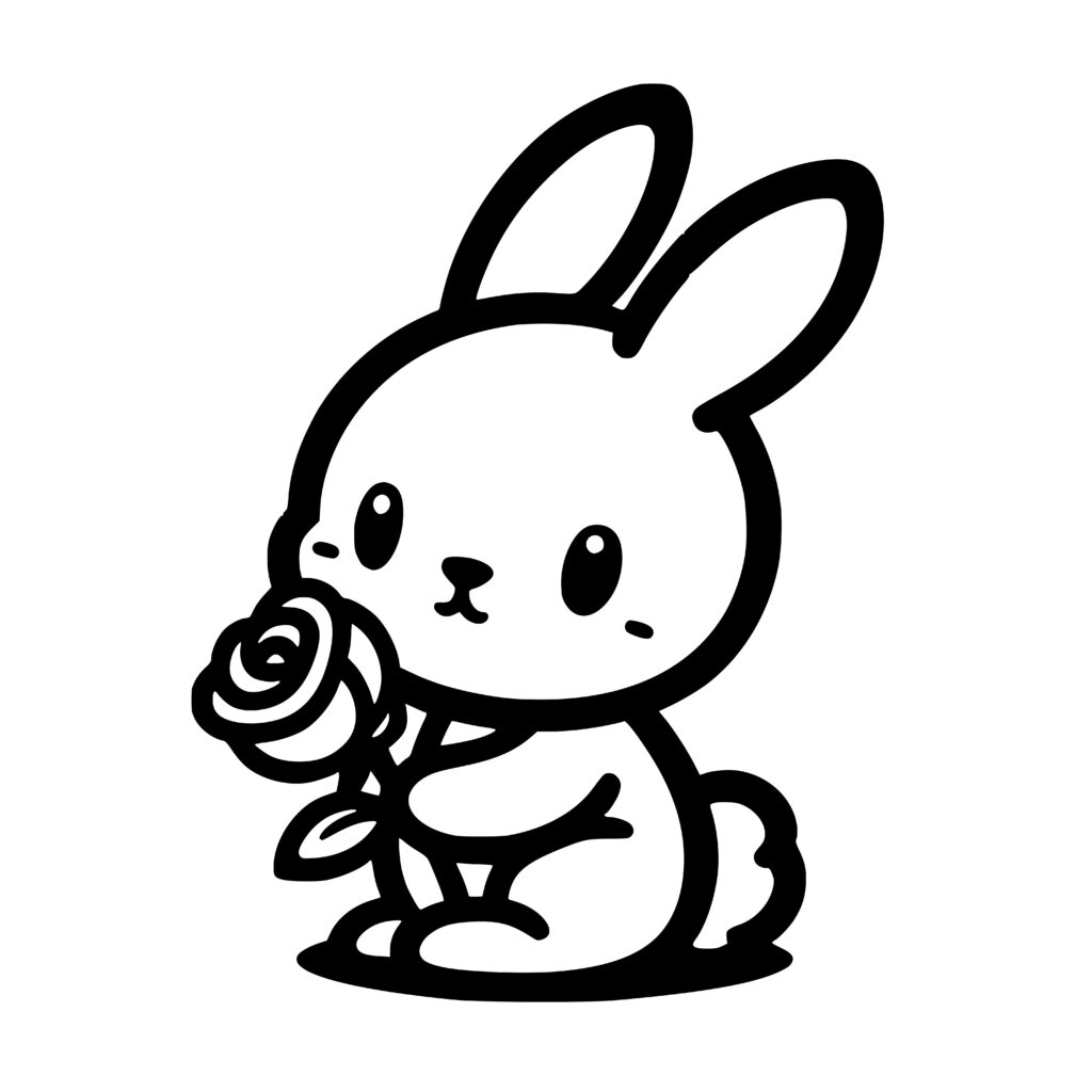 Bunny with Rose SVG for Cricut, Silhouette, Laser Machines Bunny with Rose SVG for Cricut, Silhouette, Laser Machines