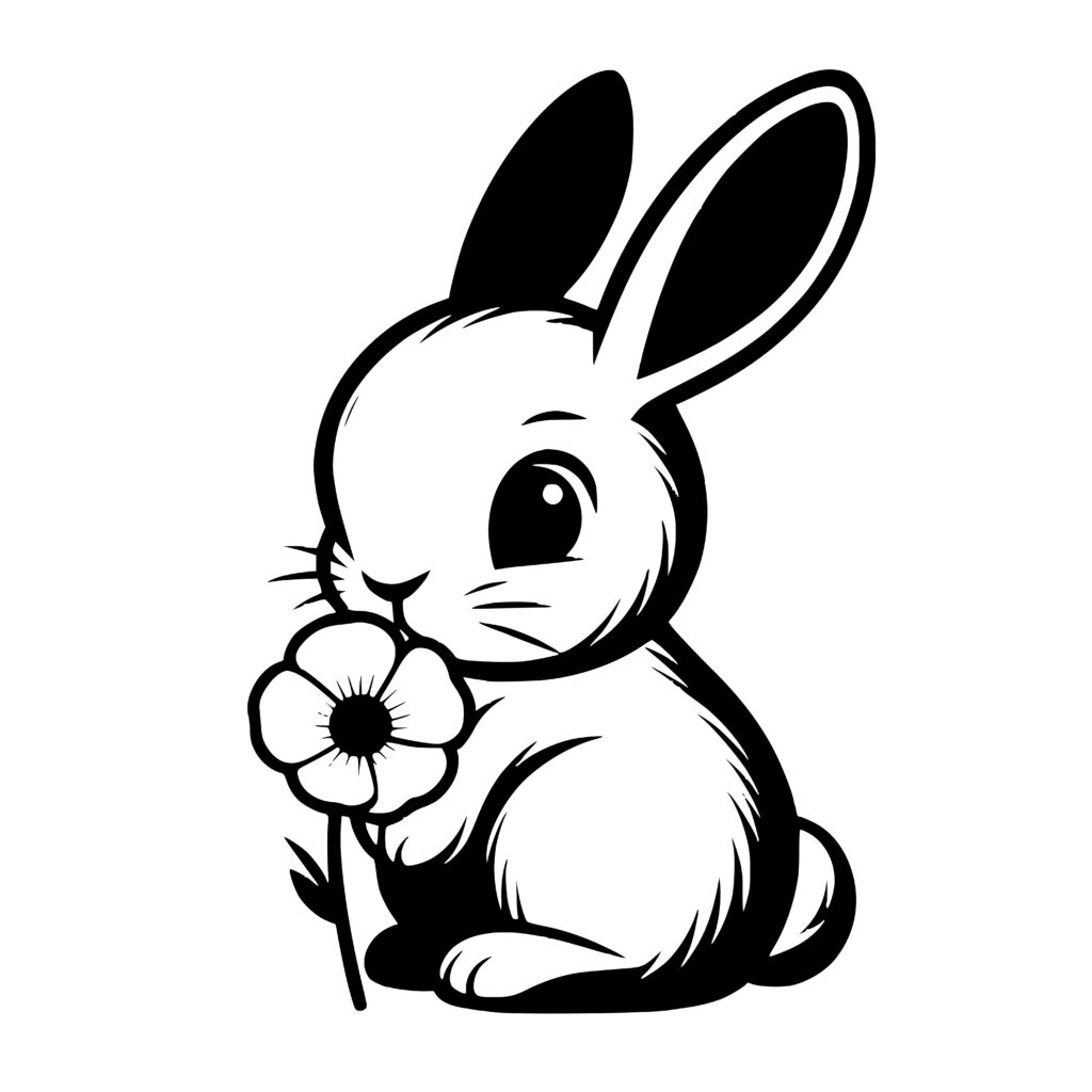 Bunny Smelling Flower Design for Cricut, Silhouette, Laser Machines