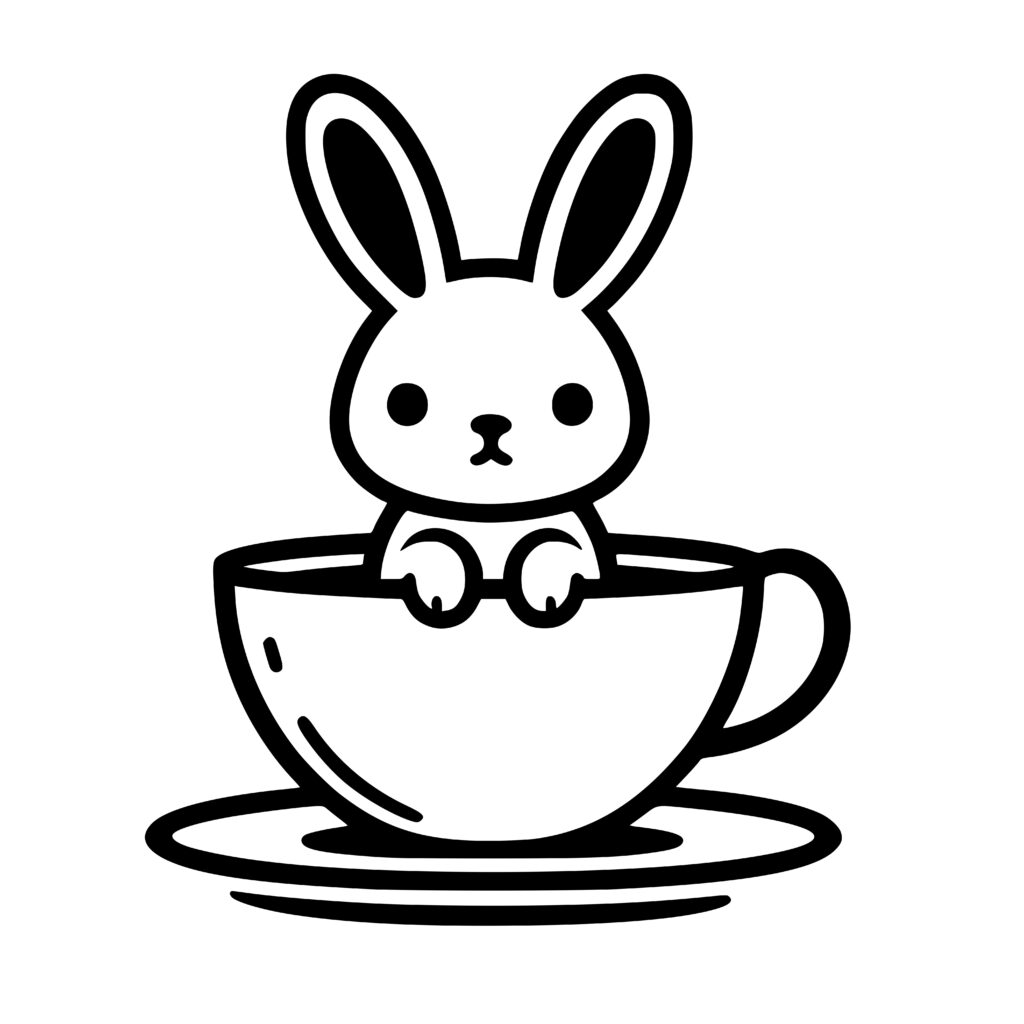 Rabbit Tea Cup Design SVG PNG DXF For Cricut More
