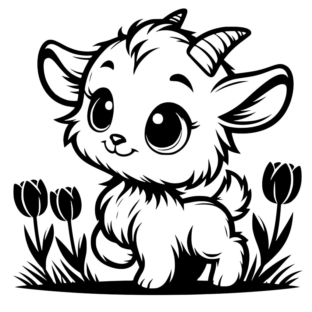 Tulip Goat Friend Design Download | SVG, PNG, DXF | Cricut Files