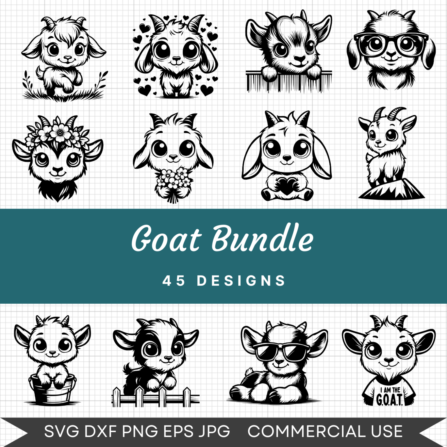 Goat Bundle – 45 Instant Download Svg Images – Creative Meadow