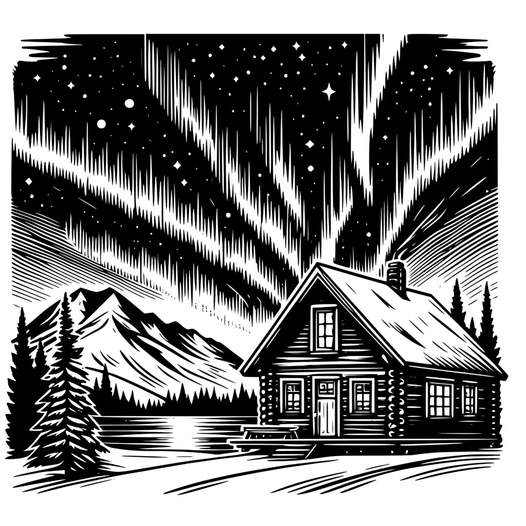 Mountain Cabin Starry Night – Creative Meadow