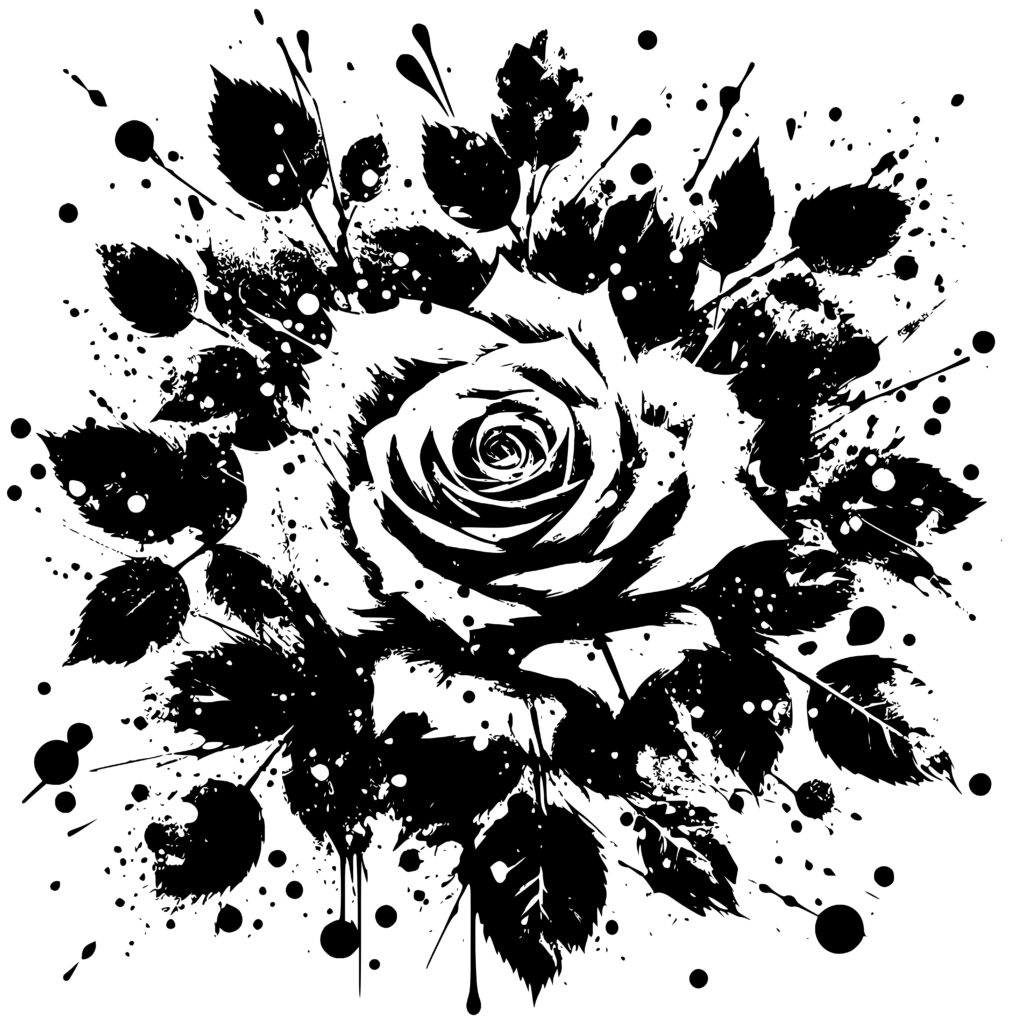 Inky Rose SVG: Abstract Flower Design for Cricut, Silhouette Users