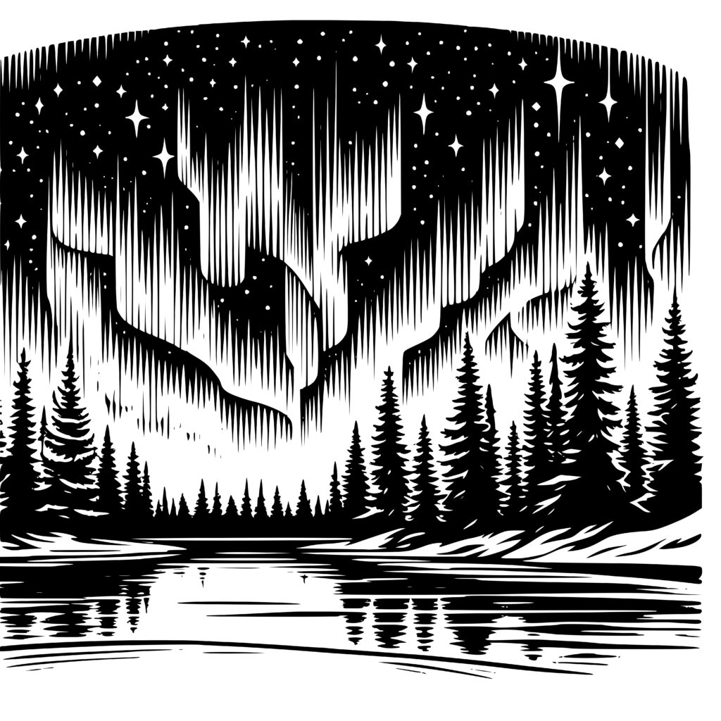 Aurora Pines Scenic Design for Cricut, Silhouette, Laser Machines