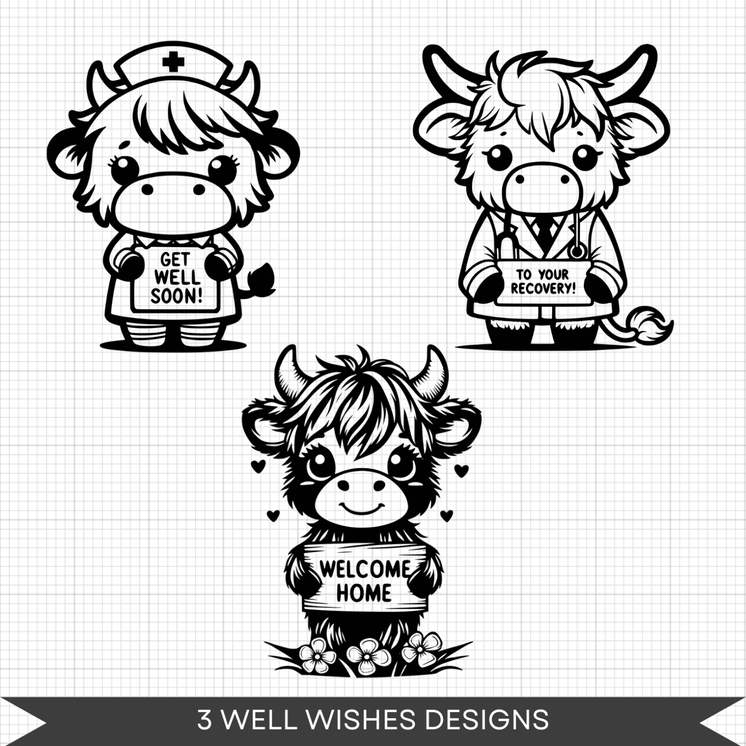 Highland Cow Signs Bundle – 35 Instant Download Svg Images – Creative ...
