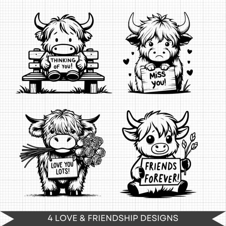 Highland Cow Signs Bundle – 35 Instant Download Svg Images – Creative ...