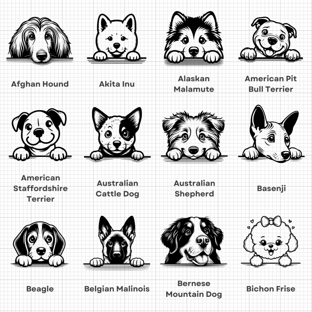 Peeking Dogs Bundle – 100 Instant Download Svg Images – Creative Meadow