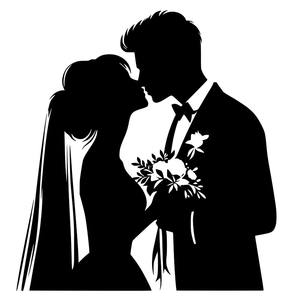 Bride and Groom Embrace - SVG, PNG, DXF for Cricut and Laser Users
