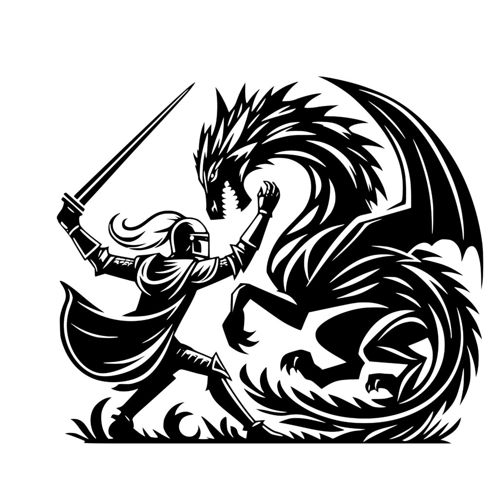 Knight Versus Dragon Design | SVG, PNG for Cricut & Silhouette