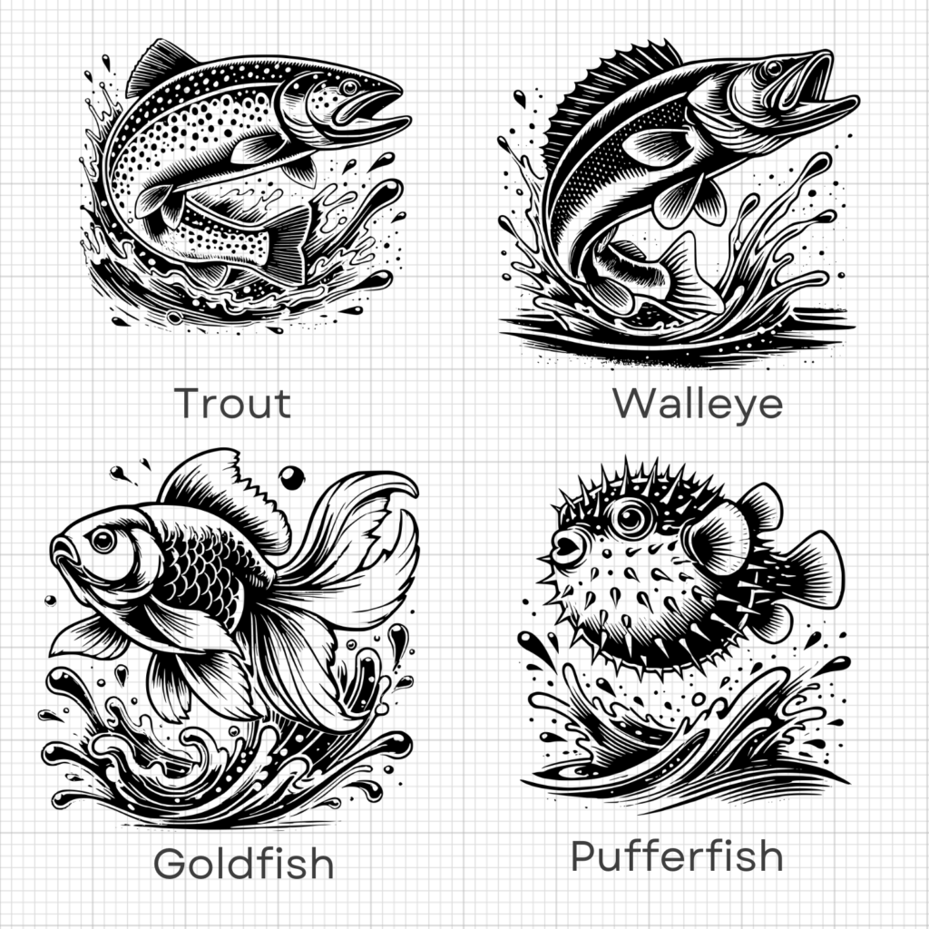 Splashing Fish Bundle – 12 Instant Download Svg Images – Creative Meadow