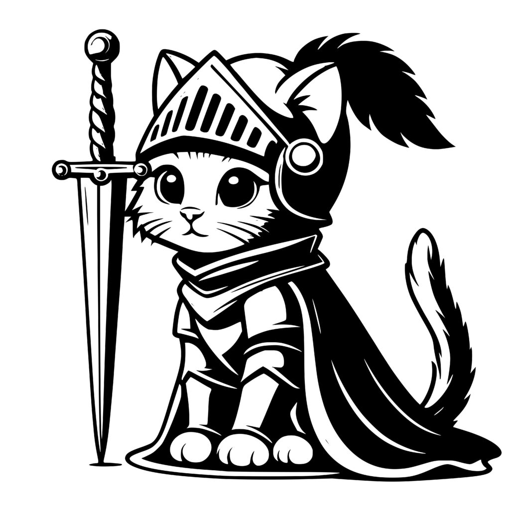 Feline Knight Sentinel SVG PNG Design for Cricut & Laser Machines