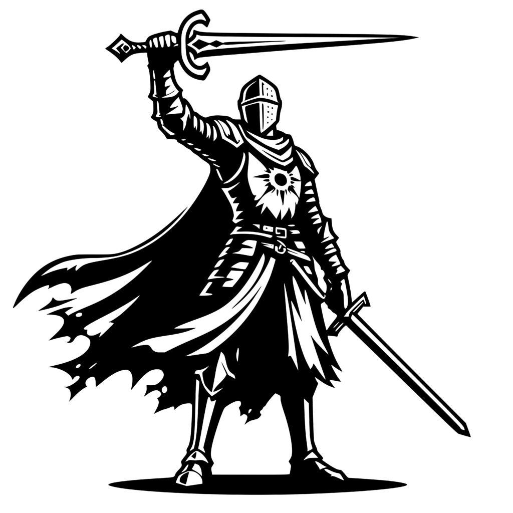 Dual Sword Clash: Knight Design SVG for Cricut, Silhouette & Laser
