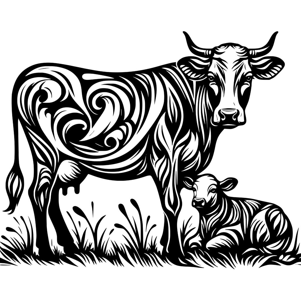 Meadow Cow Family Design - Instant Download SVG, PNG, DXF Files