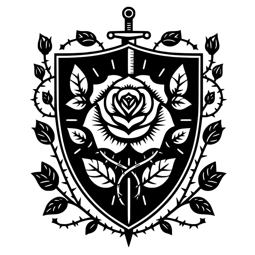 Thorned Rose Shield SVG Design for Cricut, Silhouette & Laser