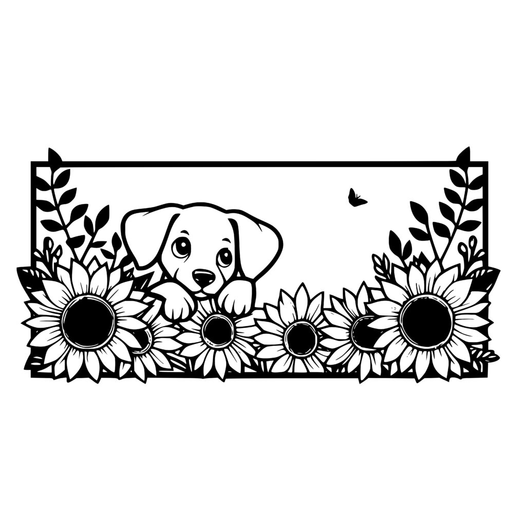 Sunflower Puppy Peek – Creative Meadow