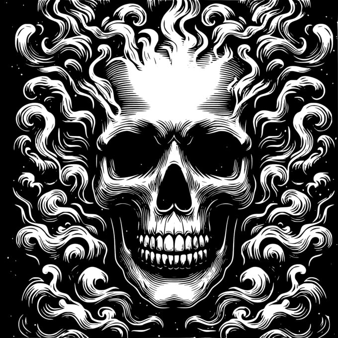 Blazing Skull Cloud SVG PNG: Cricut, Silhouette, Laser Ready Design