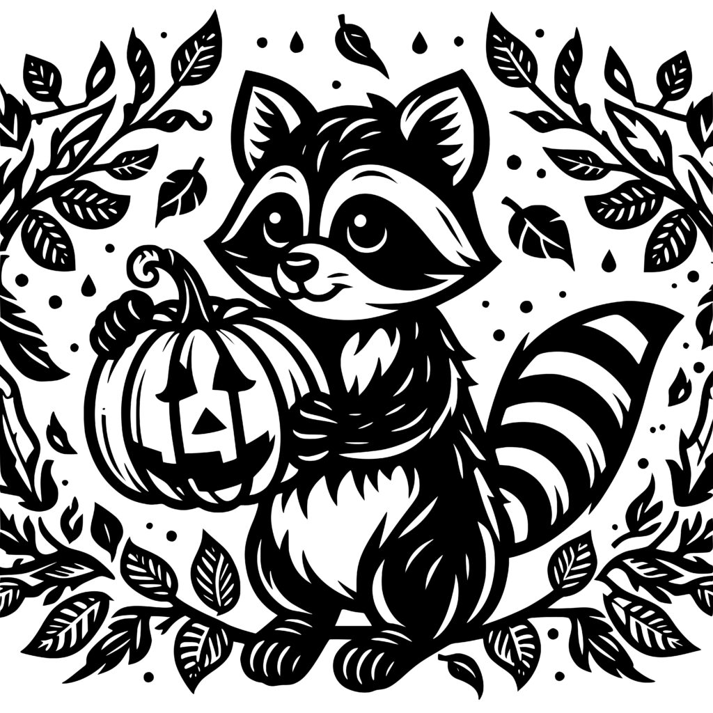 Autumn Pumpkin Raccoon Design for Cricut, Silhouette, Laser Machines