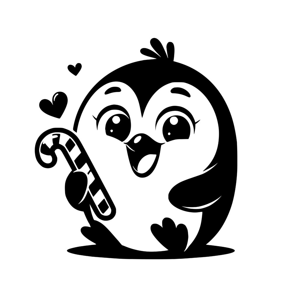 Candy Cane Penguin Design for Cricut, Silhouette, Laser Machines