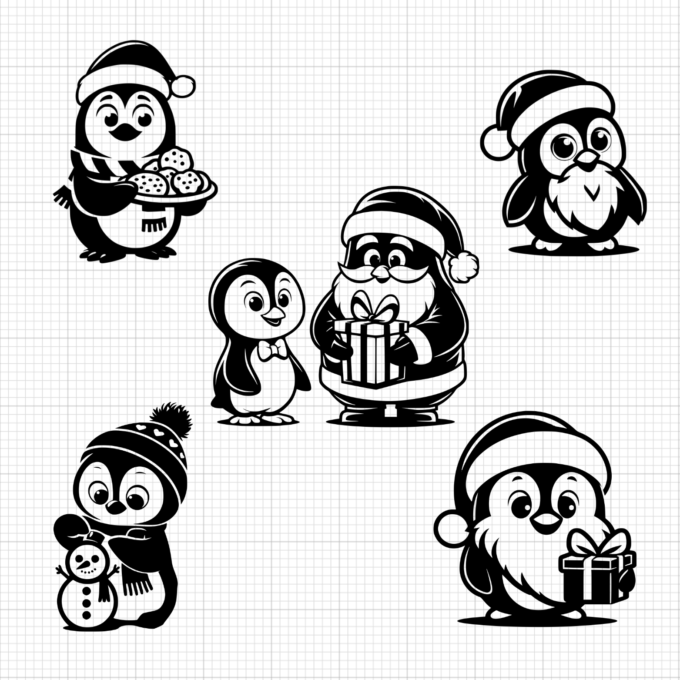 Christmas Penguins Bundle – 28 Instant Download Svg Images – Creative ...