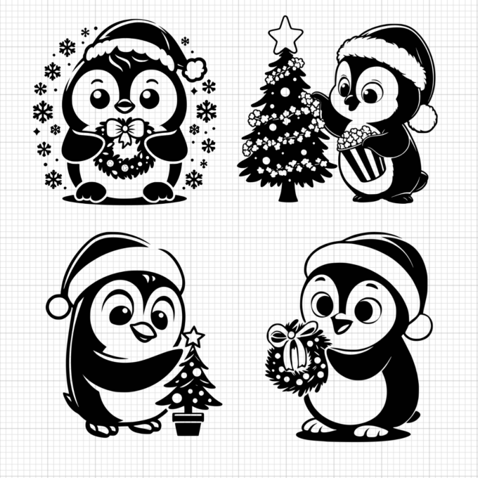 Christmas Penguins Bundle – 28 Instant Download Svg Images – Creative ...