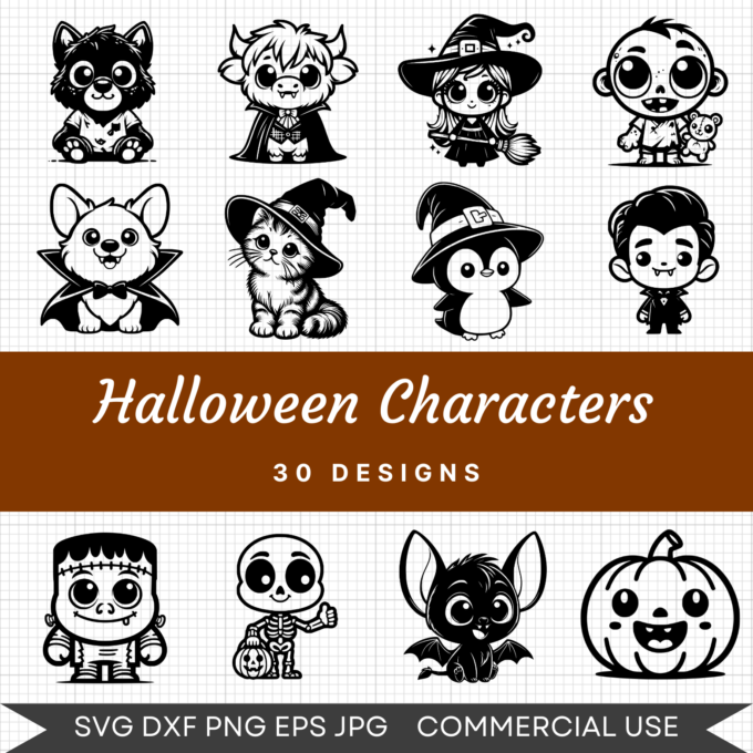 Cute Halloween Characters Bundle – 30 Instant Download Svg Images ...
