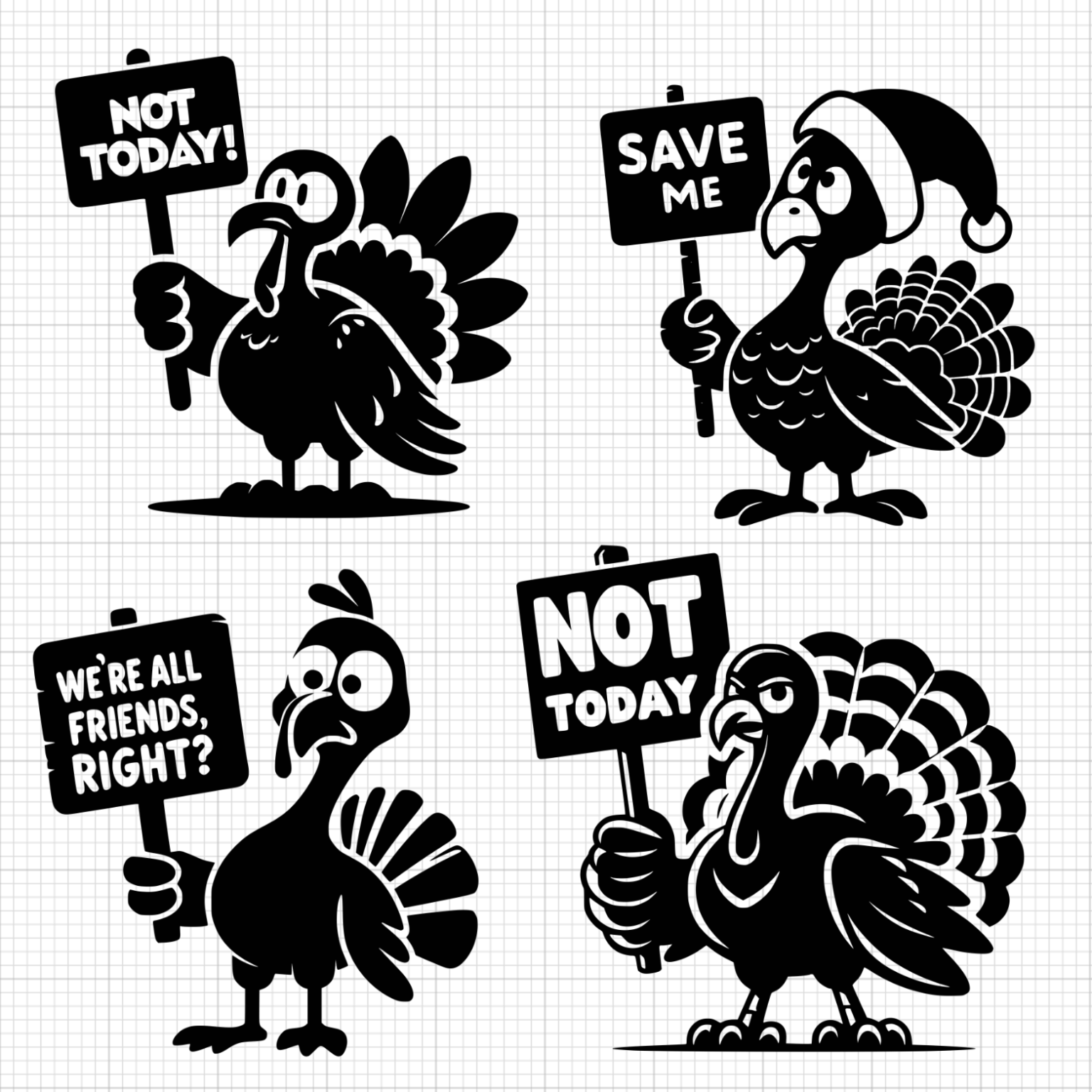 Thanksgiving Turkeys Bundle – 25 Instant Download Svg Images – Creative ...