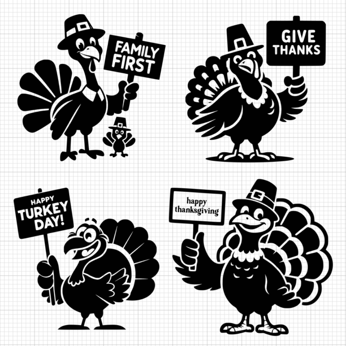 Thanksgiving Turkeys Bundle: SVG Graphics for Cricut & Glowforge