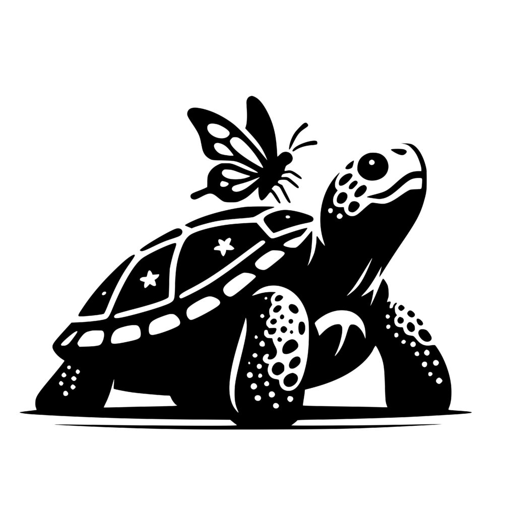 Turtle and Butterfly Dance Design: SVG, PNG, DXF Files