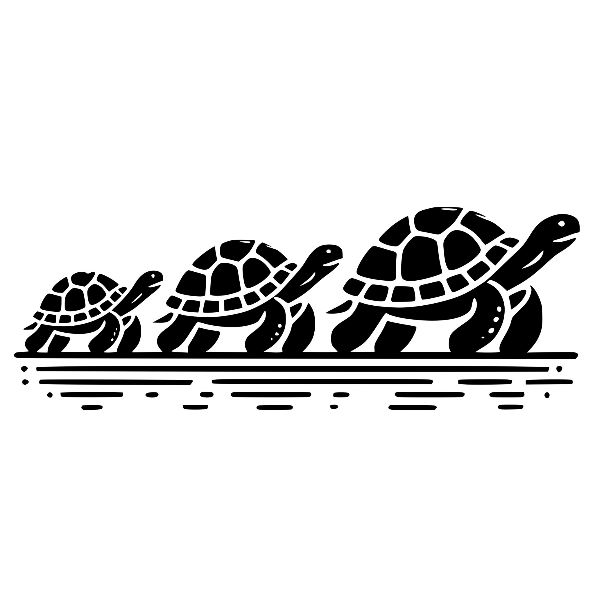Turtle Family Parade SVG for Cricut, Silhouette, and Laser Machines
