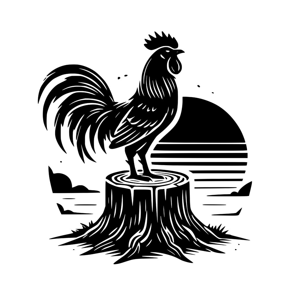 Sunrise Rooster Watch Graphic: SVG, PNG, DXF for Cricut & More