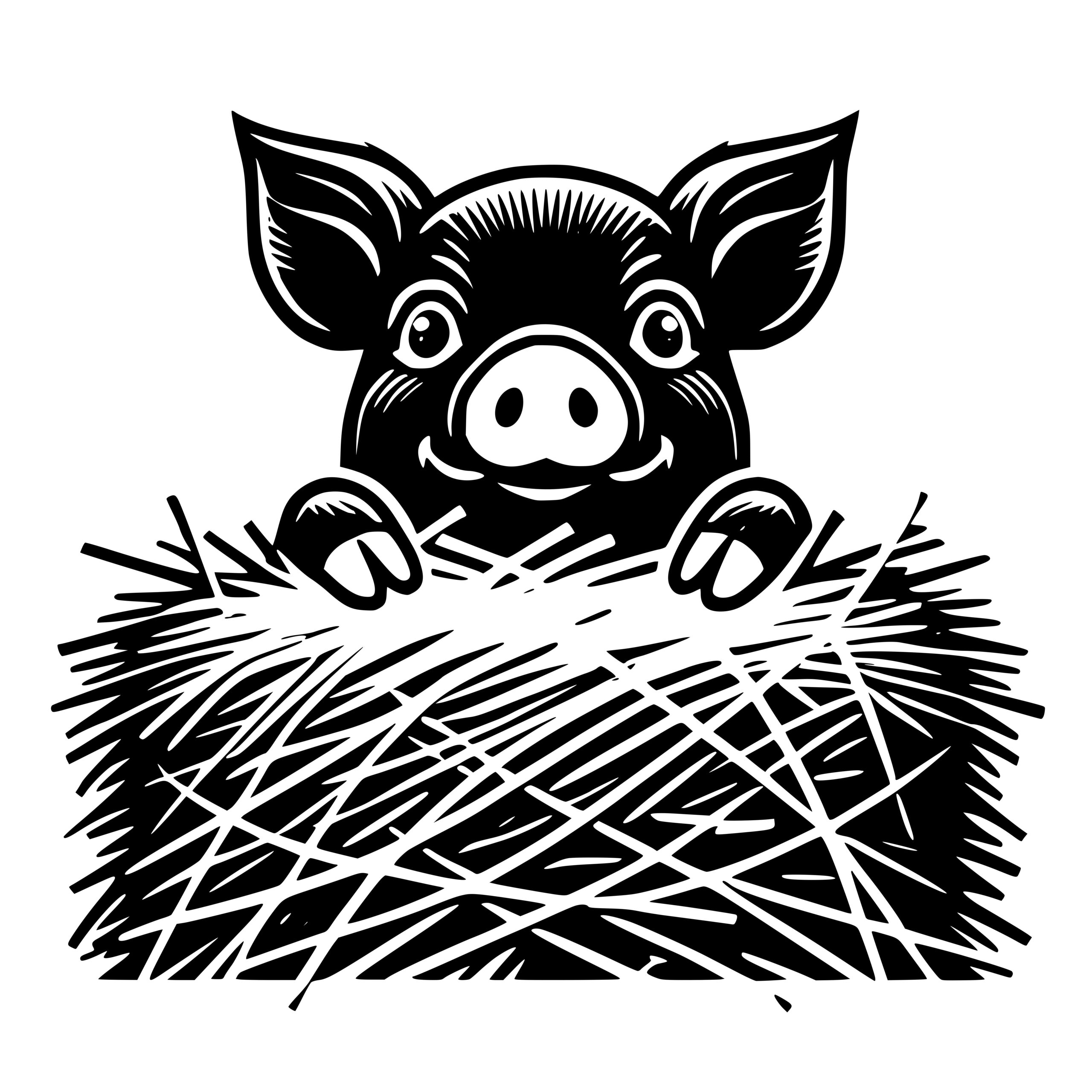 Haystack Peekaboo Pig SVG for Cricut, Silhouette, Glowforge Users