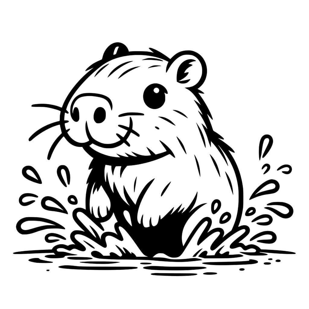 Splashing Capybara Joy – Creative Meadow