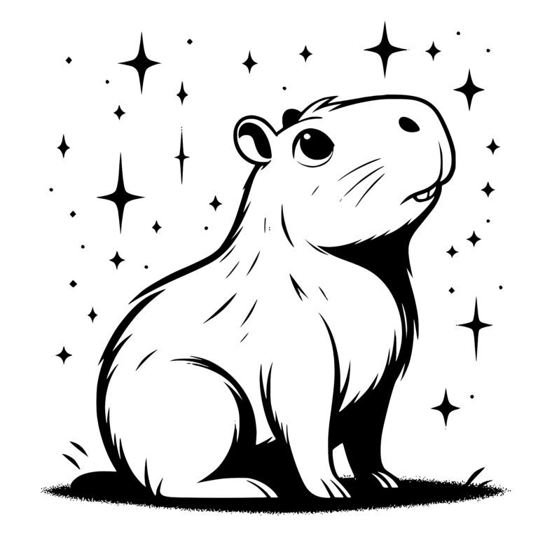 Curious Capybara Among Stars – Creative Meadow