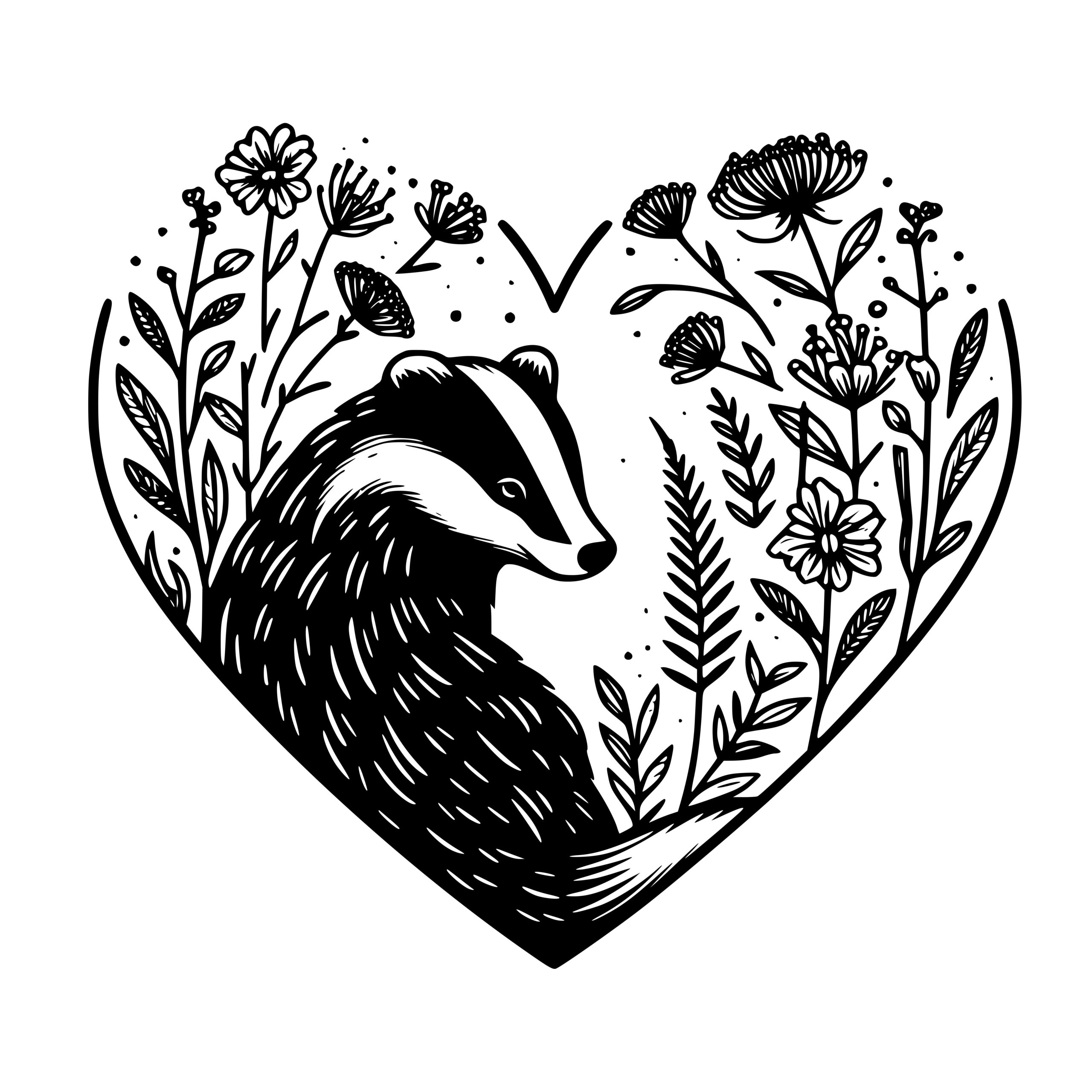 Badgers Floral Heart Design: SVG, PNG Files for Cricut Users