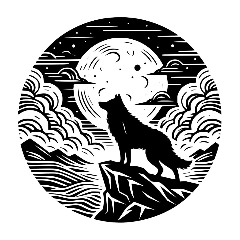 Moonlit Wolf Watcher Design - SVG, PNG for Cricut, Laser