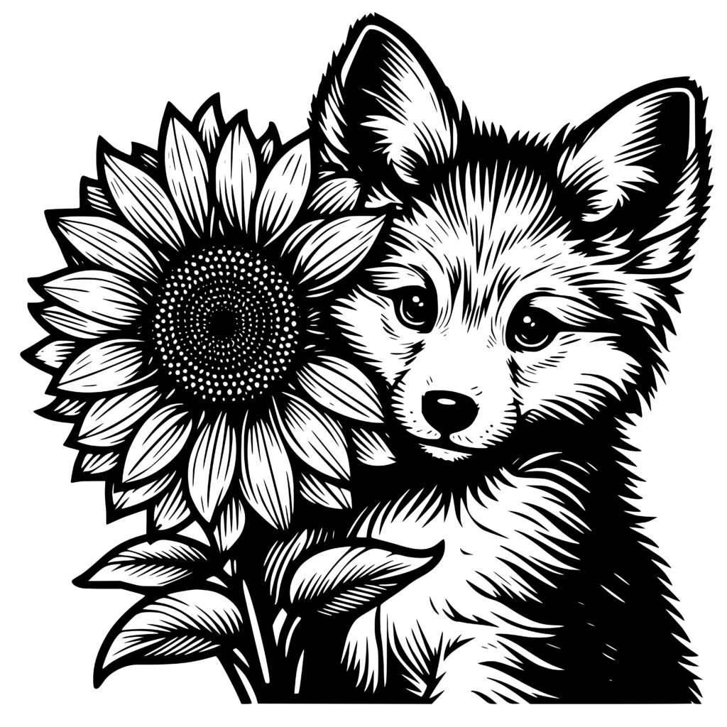 Curious Fox and Sunflower – Creative Meadow