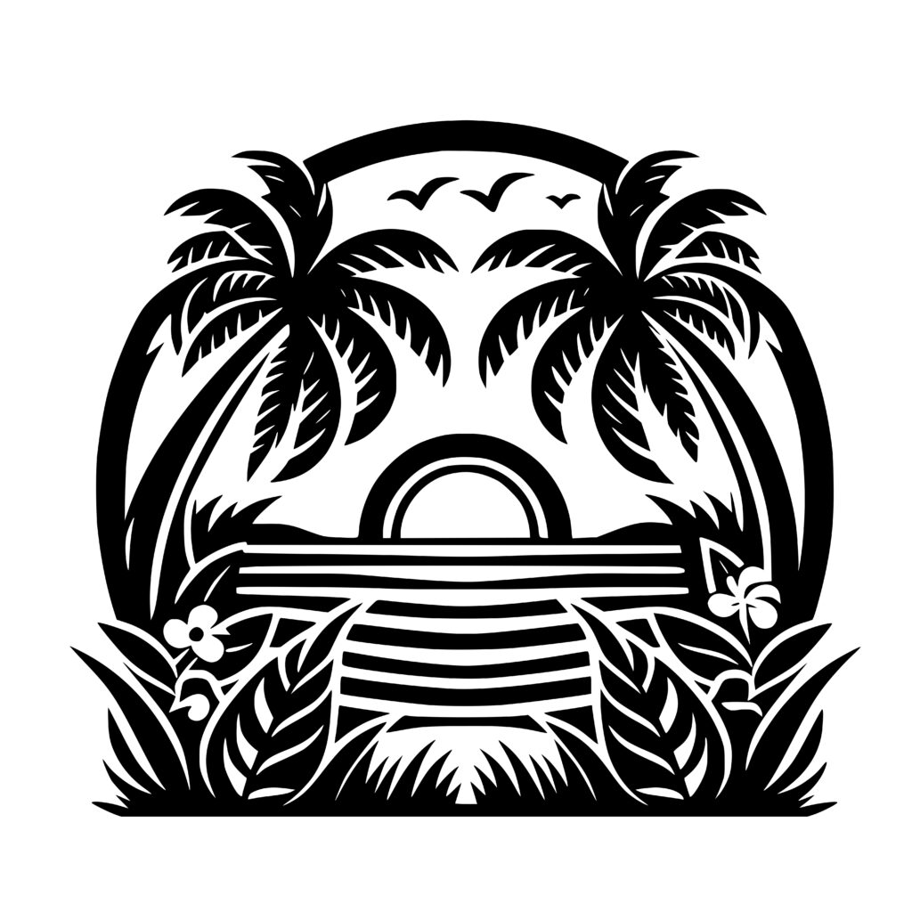 Tropical Sunrise Serenity Design: SVG, PNG, DXF for Cricut & More