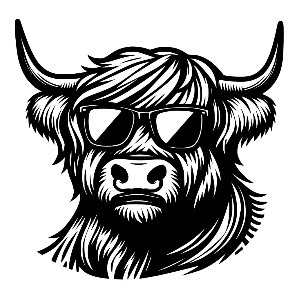 Sunglass Highland Moo-vie Design for Cricut & Silhouette Users