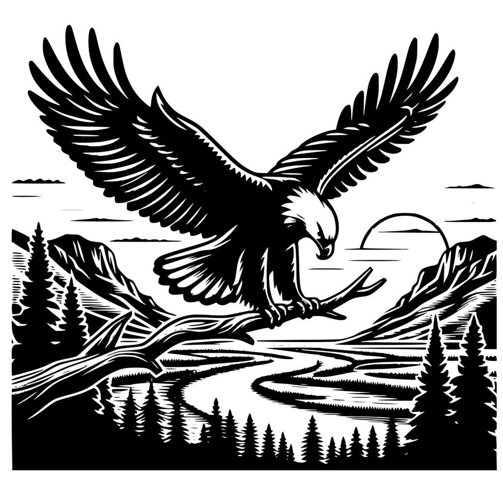 Eagles Watchful Perch Design for Cricut, Silhouette, xTool, Glowforge