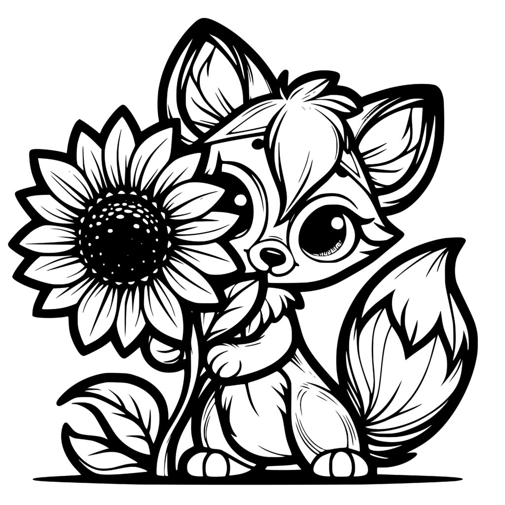 Curious Fox and Sunflower – Creative Meadow